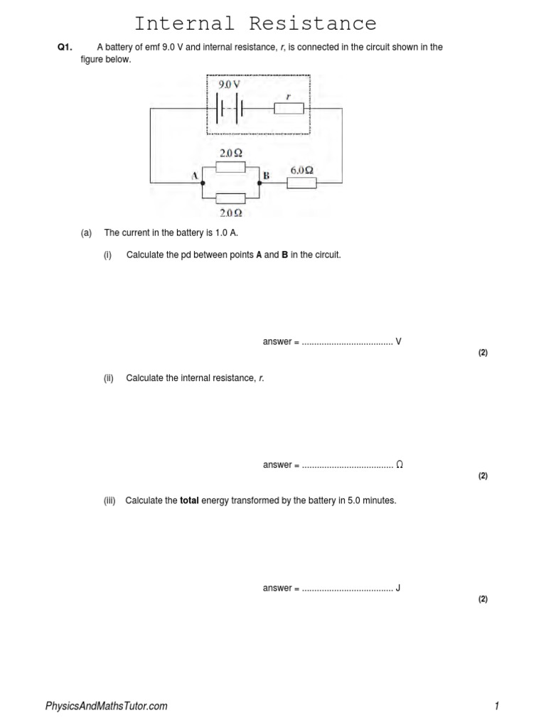 2.4 Internal Resistance PDF | PDF | Electrical Resistance And ...