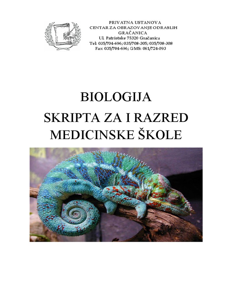SKRIPTA Skraćena Verzija - Biologija I R. | PDF