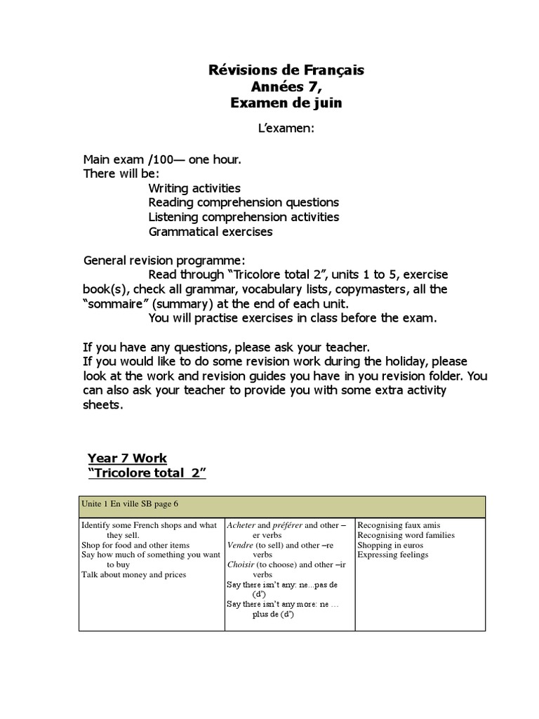 Year-8-French | PDF | Adjective | Semantic Units