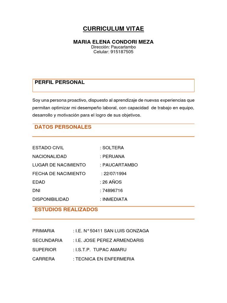 Curriculum Vitae Maria Elena | PDF