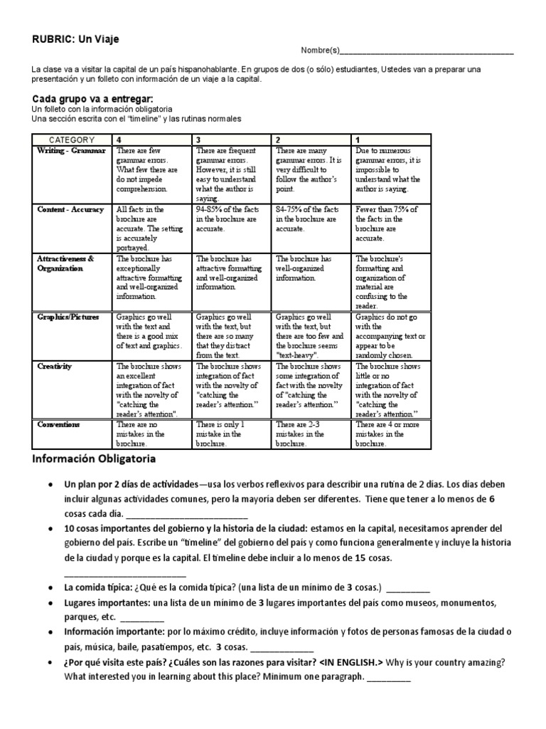 Rubric Travel Brochure | PDF
