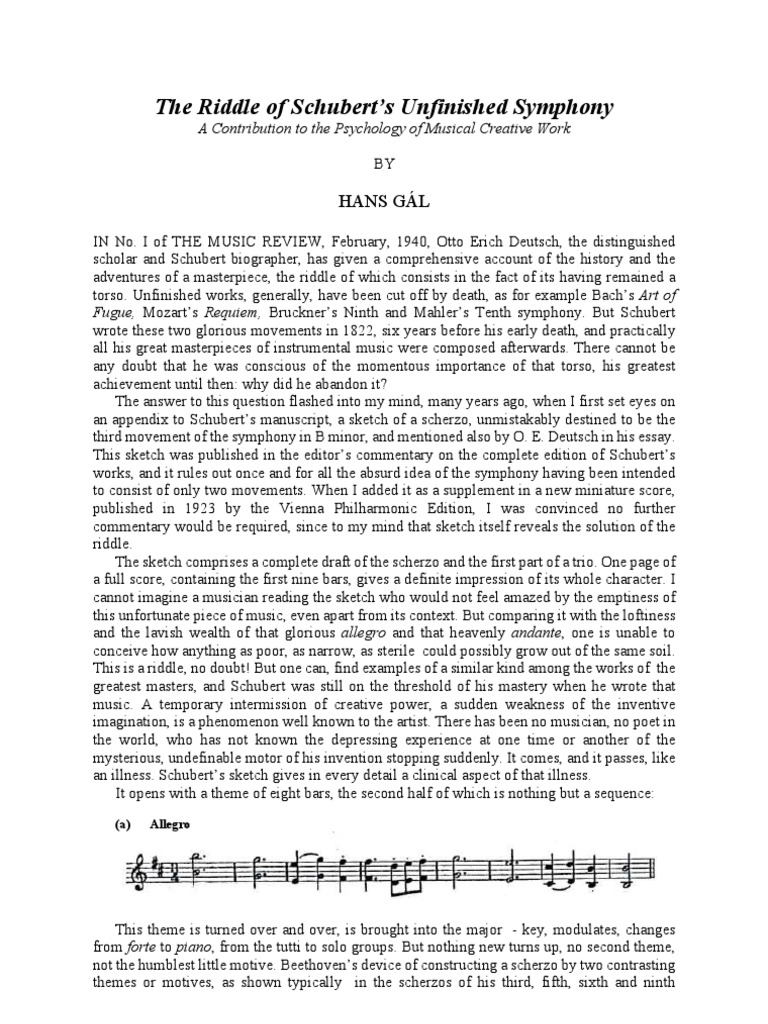 The Riddle of The Schubert's Unfinished Symphony | PDF | Franz Schubert ...