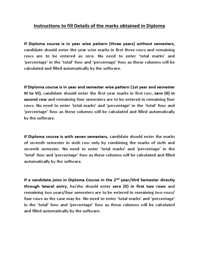 Instructions For Entering Marks | PDF