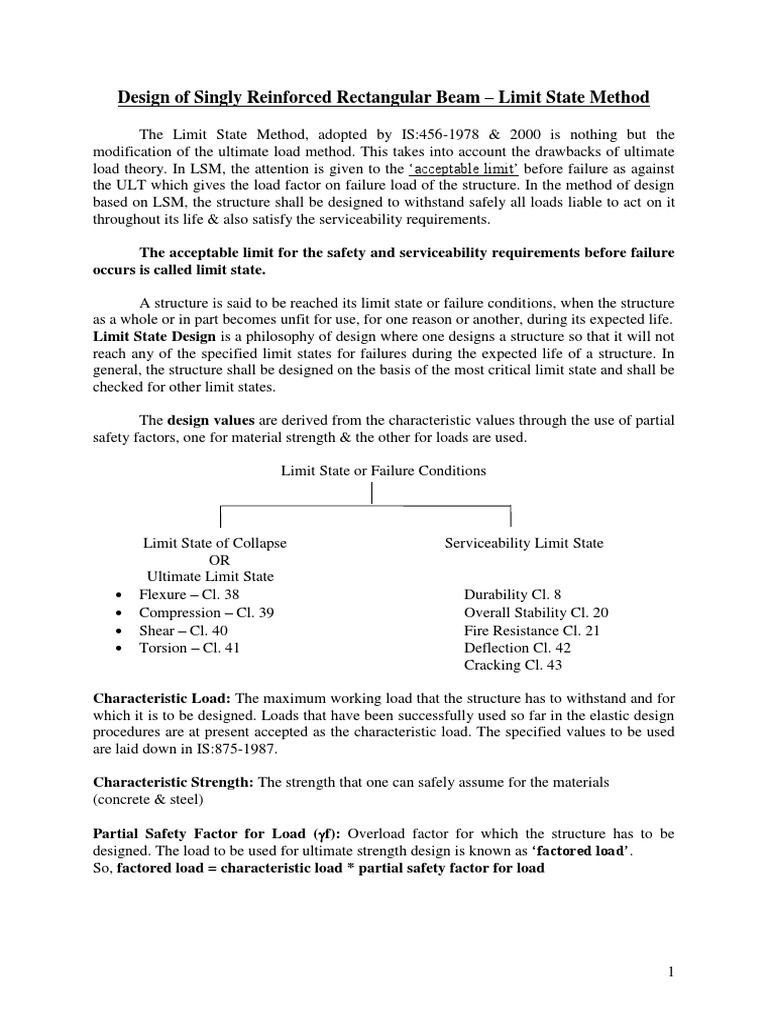 Limit State Method Design of Singly Reinforced Beams PDF | PDF ...