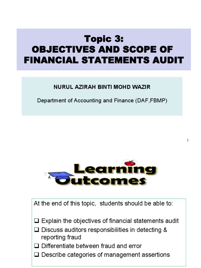 3) Objectives and Scope of FS Audit | PDF | Financial Audit | Audit