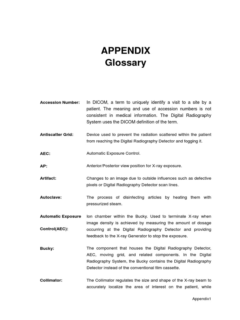 Appendix Glossary: Accession Number | Download Free PDF | Radiography ...