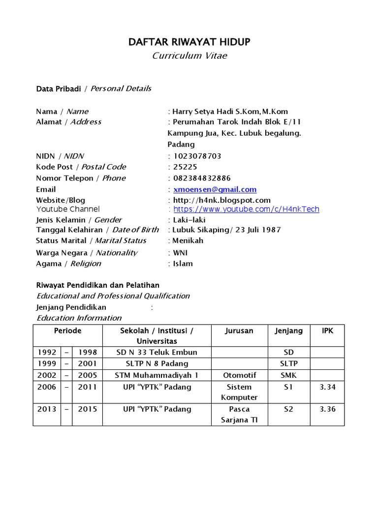 CV - Harry Setya Hadi | PDF