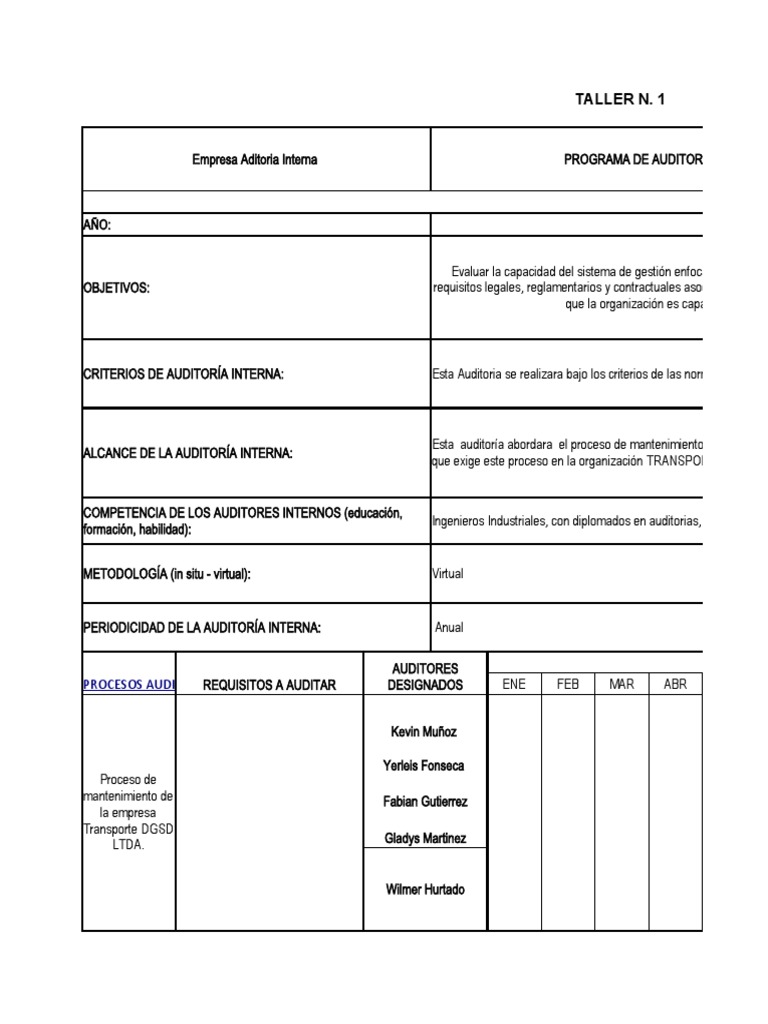 Programa de Auditoria Interna Lista | PDF | Auditoría | Business