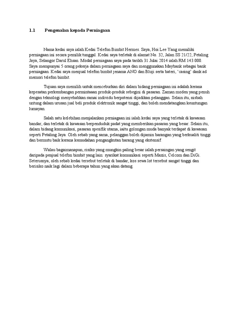 1.1 Pengenalan Kepada Perniagaan | PDF
