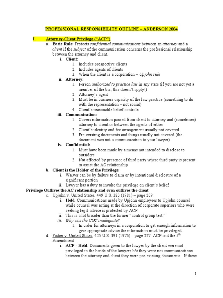 Lawyers Professional Responsibility Outline | PDF | Lawyer ...