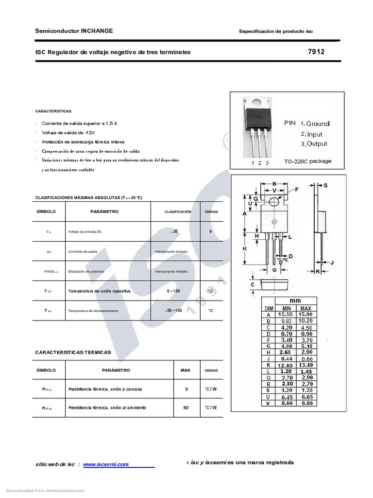 Datasheet 7912 Español | PDF | Cantidades fisicas | Ingeniería Electrónica