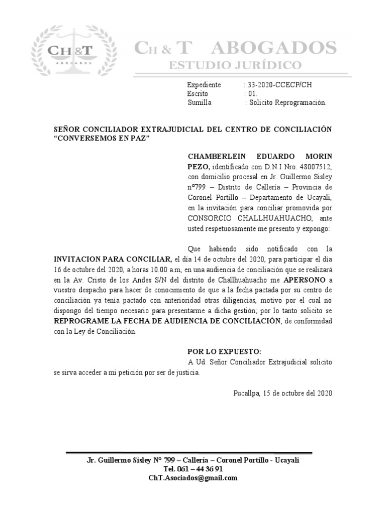 Reprogramación de Conciliacion | PDF | Derecho