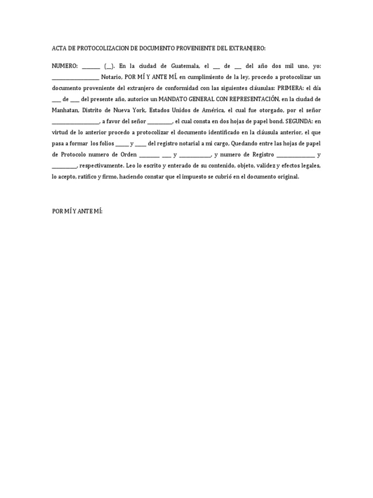 Acta de Protocolizacion de Documento Proveniente Del Extranjero | PDF | Justicia | Crimen y ...