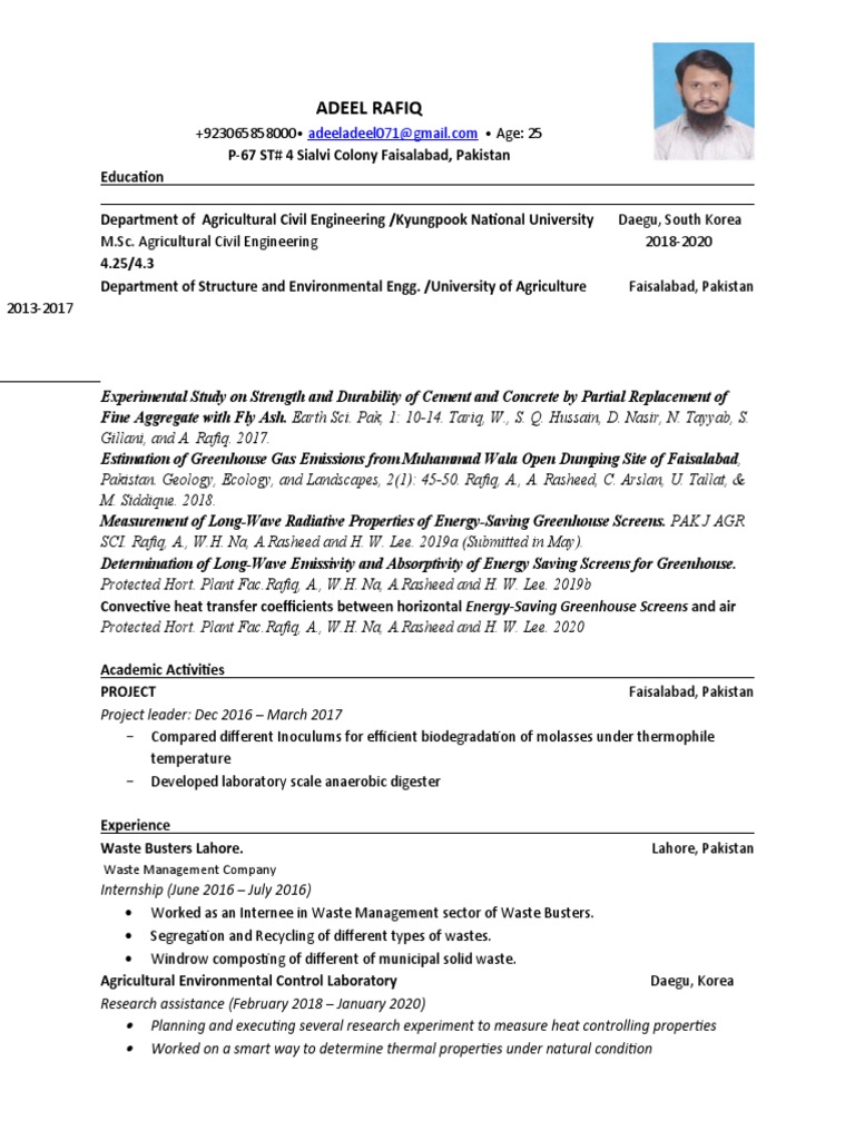Adeel Rafiq: Adeeladeel071@gmail. Com | PDF | Waste Management | Waste