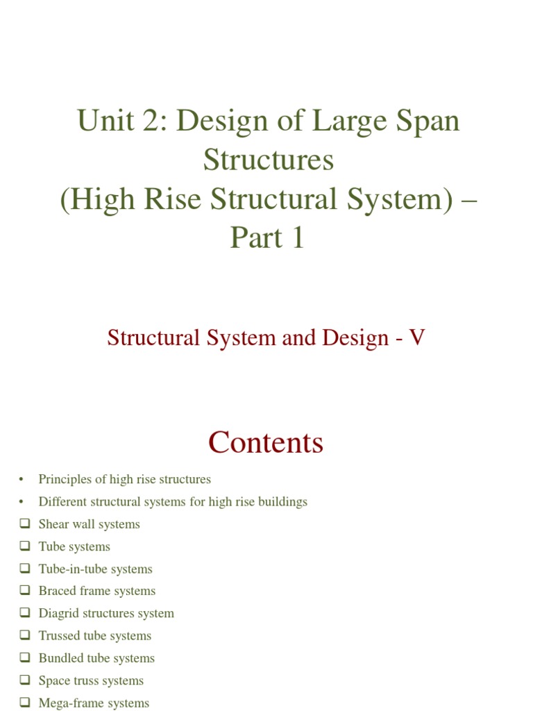 Week 8 - Design of Large Span Structures - High Rise Structural System ...