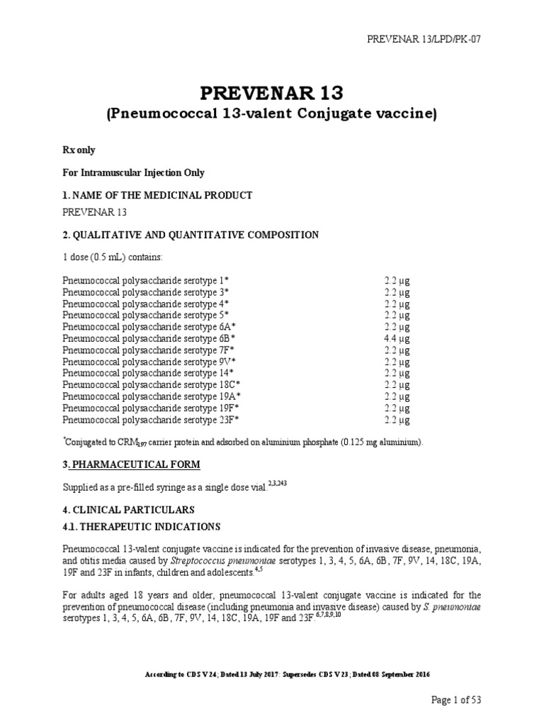 Lpd Pneumococcal Conjugate Vaccine 13 Valent Prevenar 13 Pakistan