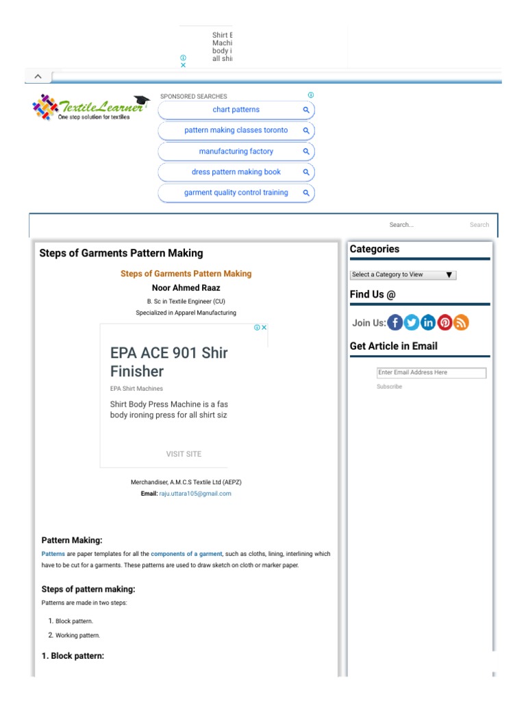 Steps of Garments Pattern Making - Textile Learner | PDF | Dyeing ...