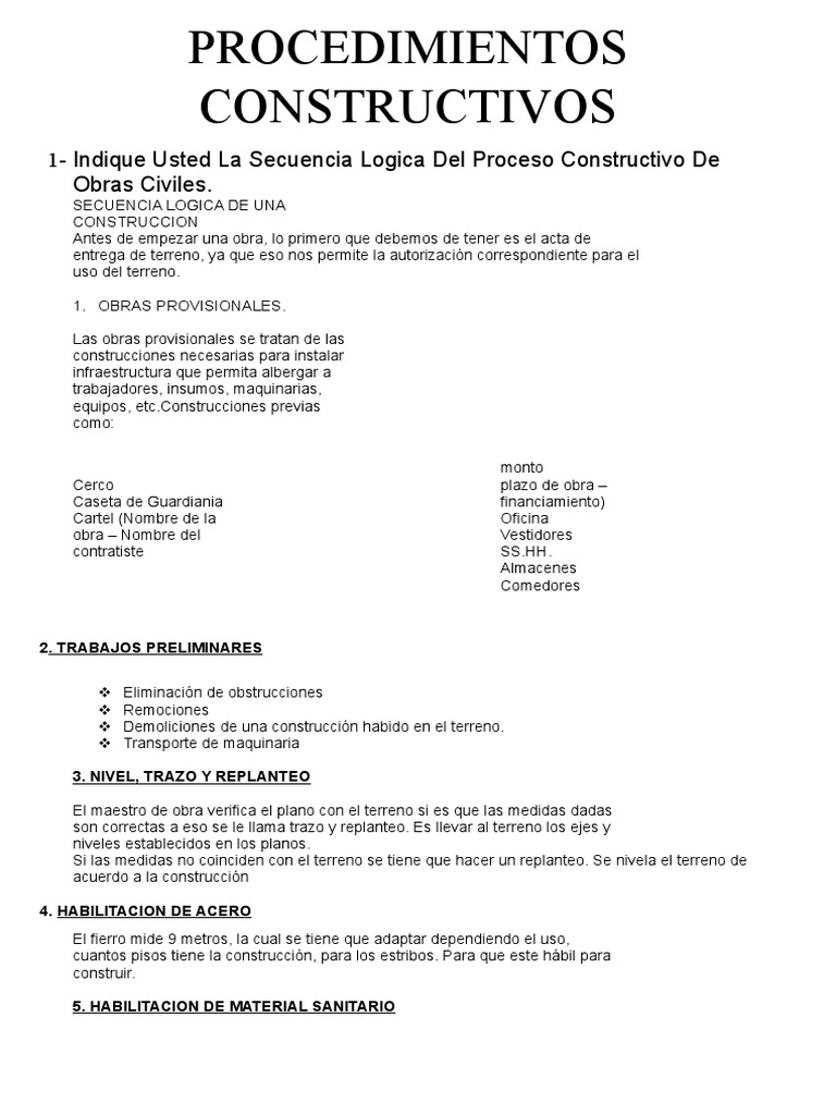 Secuencia de Procedimientos Constructivos | PDF | Fundación (Ingeniería) | Construyendo tecnología