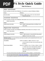 Mla Format Cheat Sheet Purdue Owl | PDF