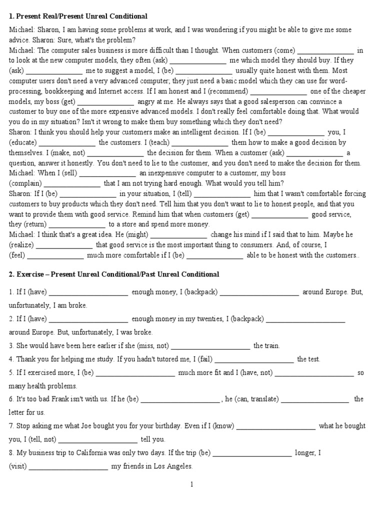 Present Real/Present Unreal Conditional | PDF