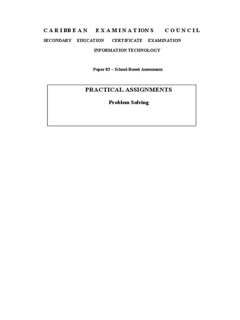 Practical Assignments: Caribbean Examinations Council | PDF