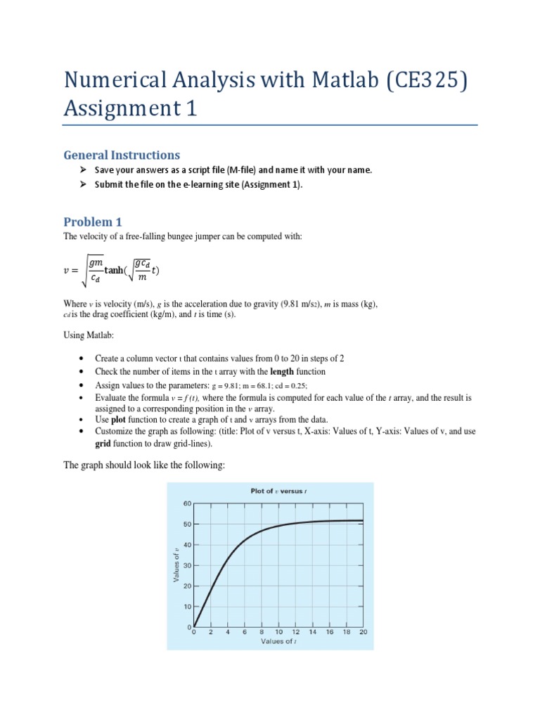 Numerical Analysis With Matlab (CE325) Assignment 1: General ...