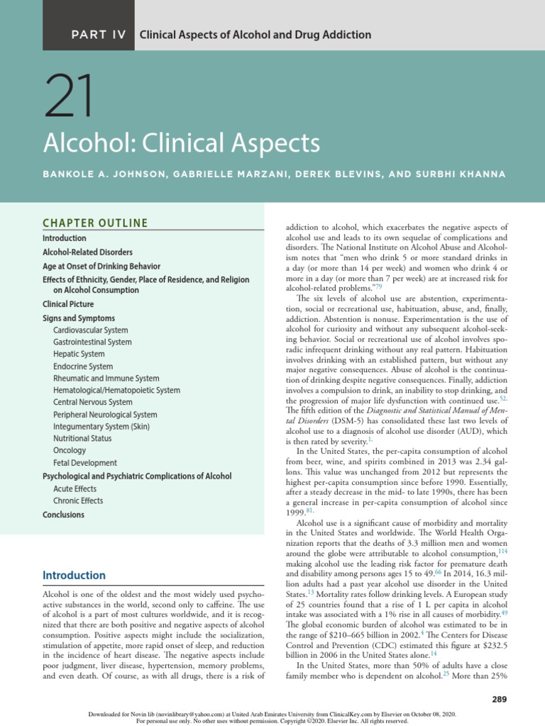 Clinical Aspects of Alcohol and Drug Addiction | PDF | Alcoholism ...
