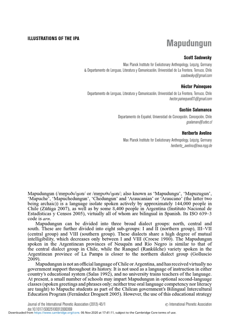Mapudungun: Illustrations of The Ipa | PDF | Syllable | Stress ...