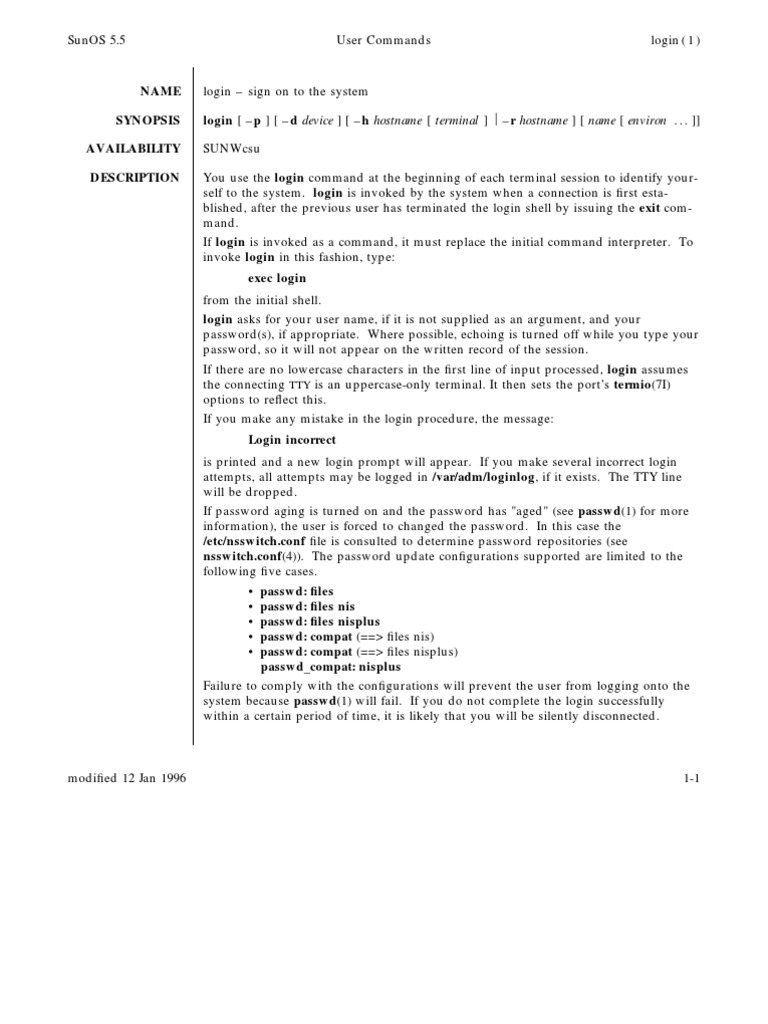 Name SYNOPSIS Login R Availability Description | PDF | File Transfer ...