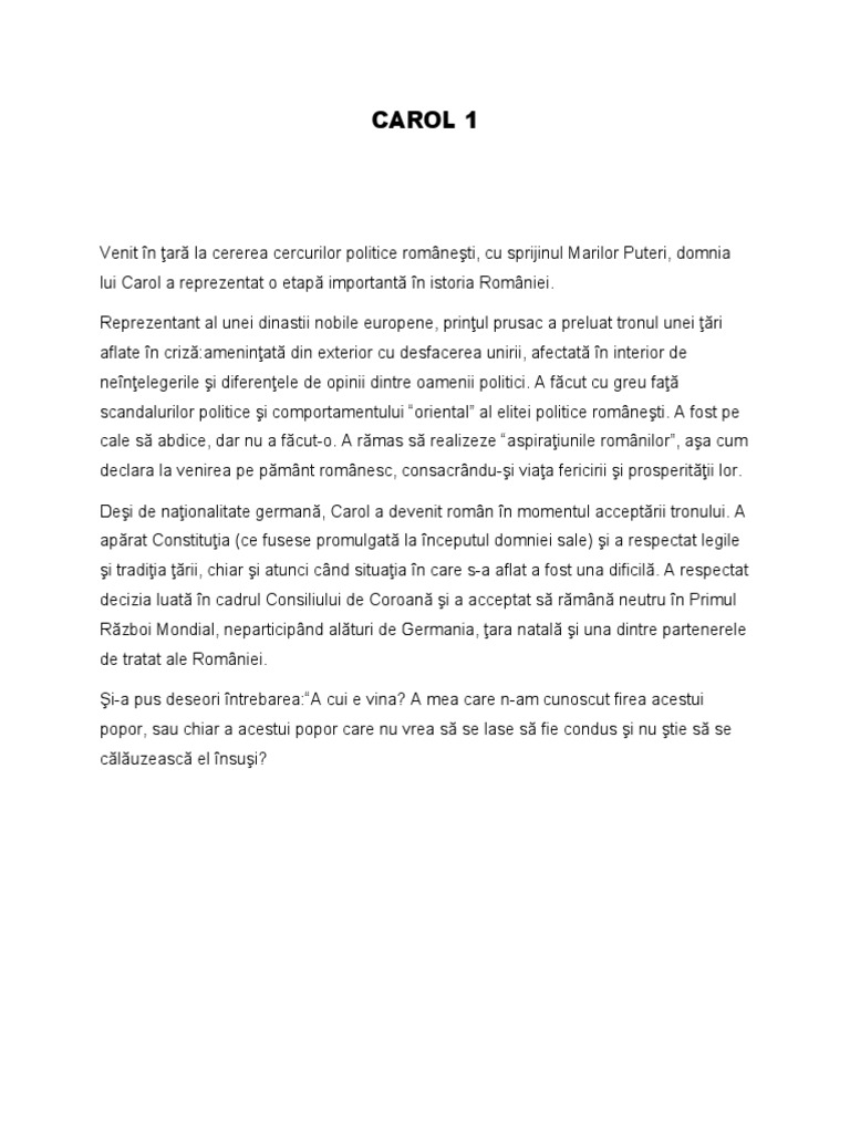 Carol 1 - Rege | PDF