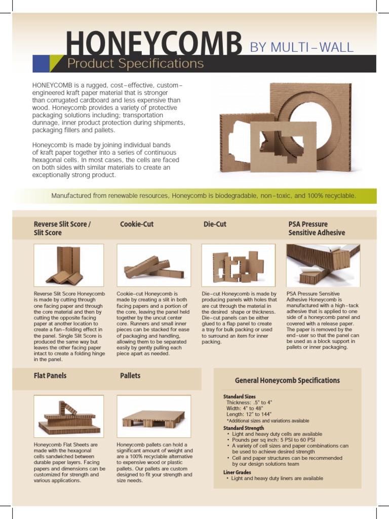 Honeycomb: Product Specifications | PDF | Pallet | Packaging And Labeling