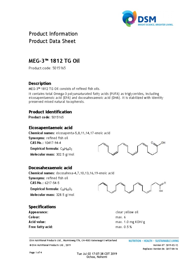 Nutraceuticos DSM 2 | PDF | Fish Oil | Docosahexaenoic Acid