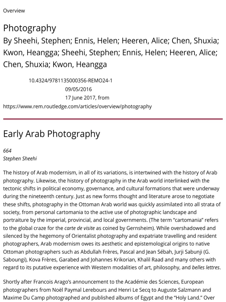 Early Arab Photography | PDF | Cultural Revolution | Modernism