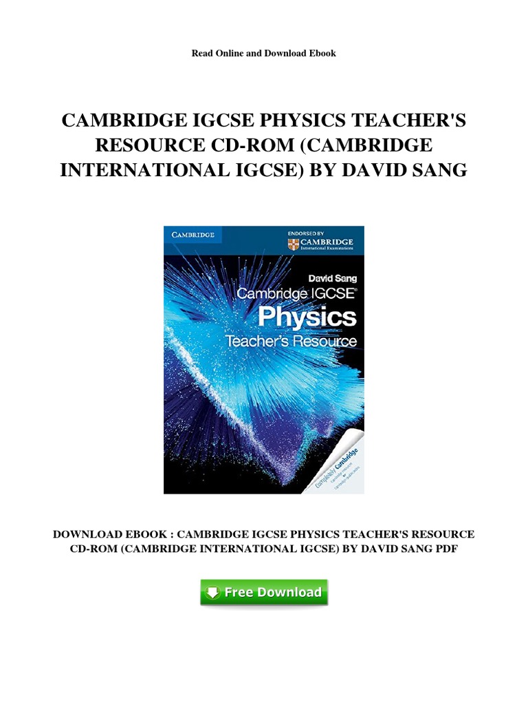 Cambridge Igcse Physics Teacher'S Resource Cd-Rom (Cambridge ...