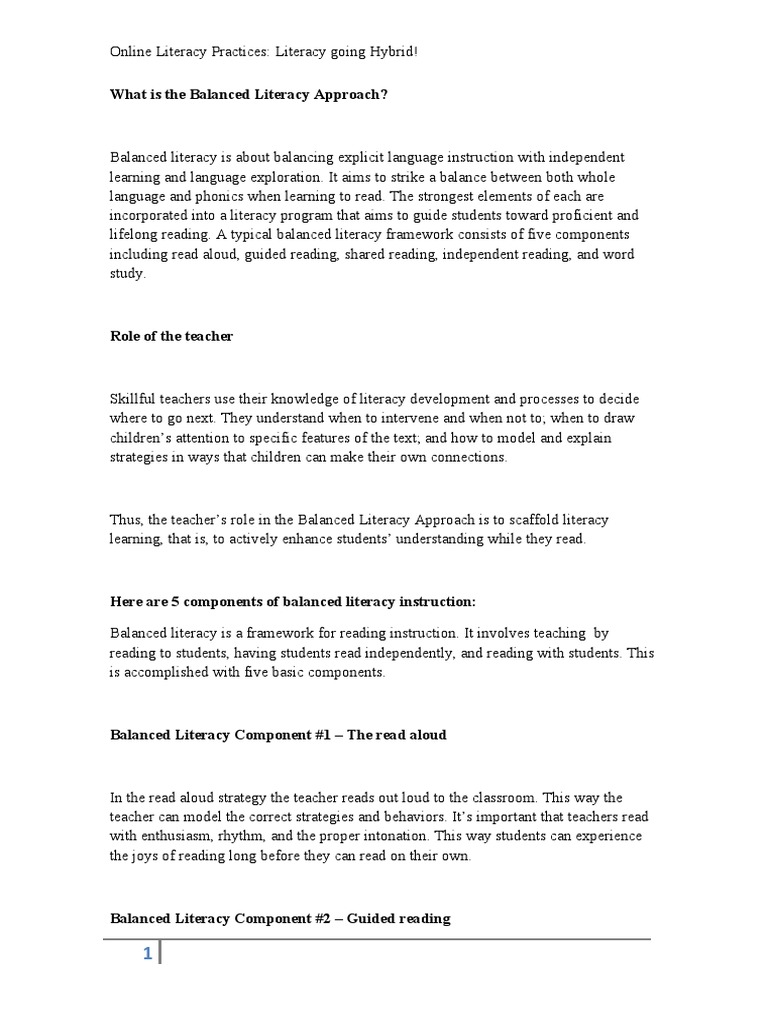 What Is A Balanced Literacy Approach | PDF | Educational Psychology ...