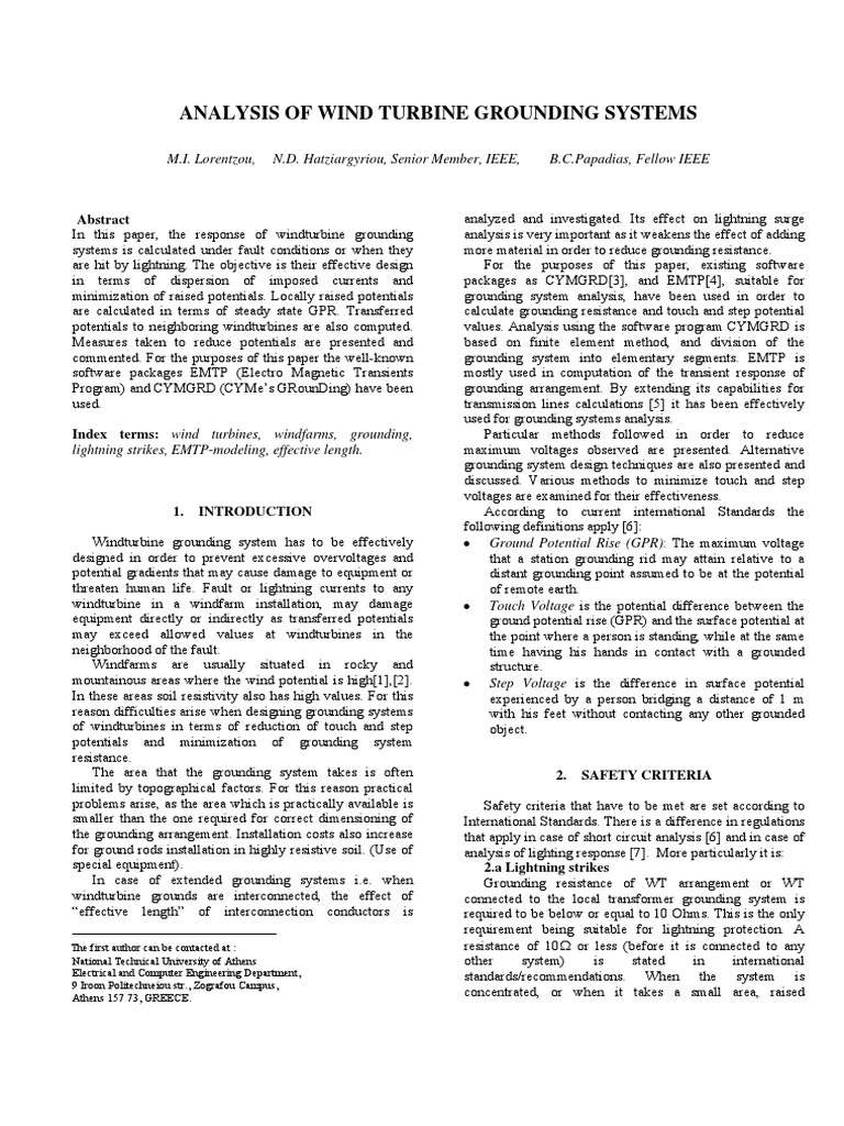CYMGRD Wind Turbine Grounding PDF | PDF | Electric Power | Quantity