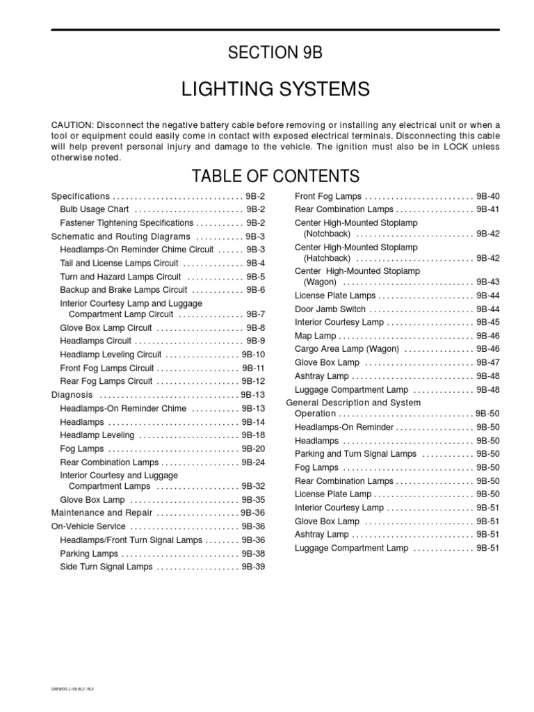 Lighting Systems: Section 9B | PDF | Switch | Fuse (Electrical)