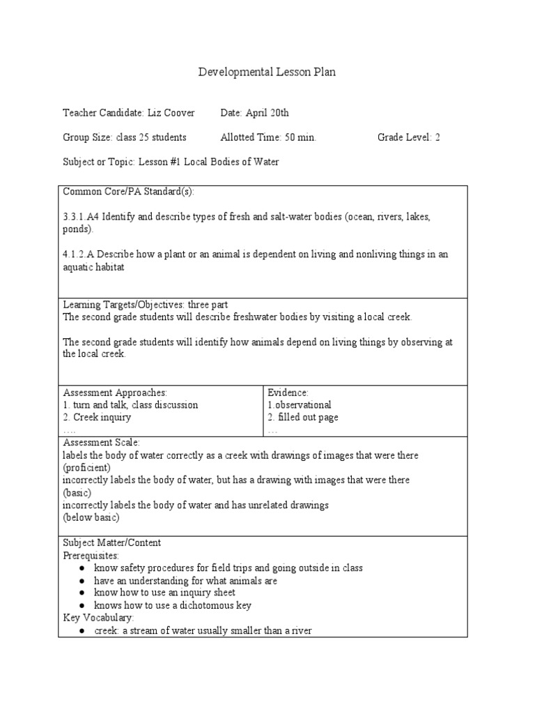 Local Bodies of Water Lesson Plan 2 | PDF | Stream | Lesson Plan
