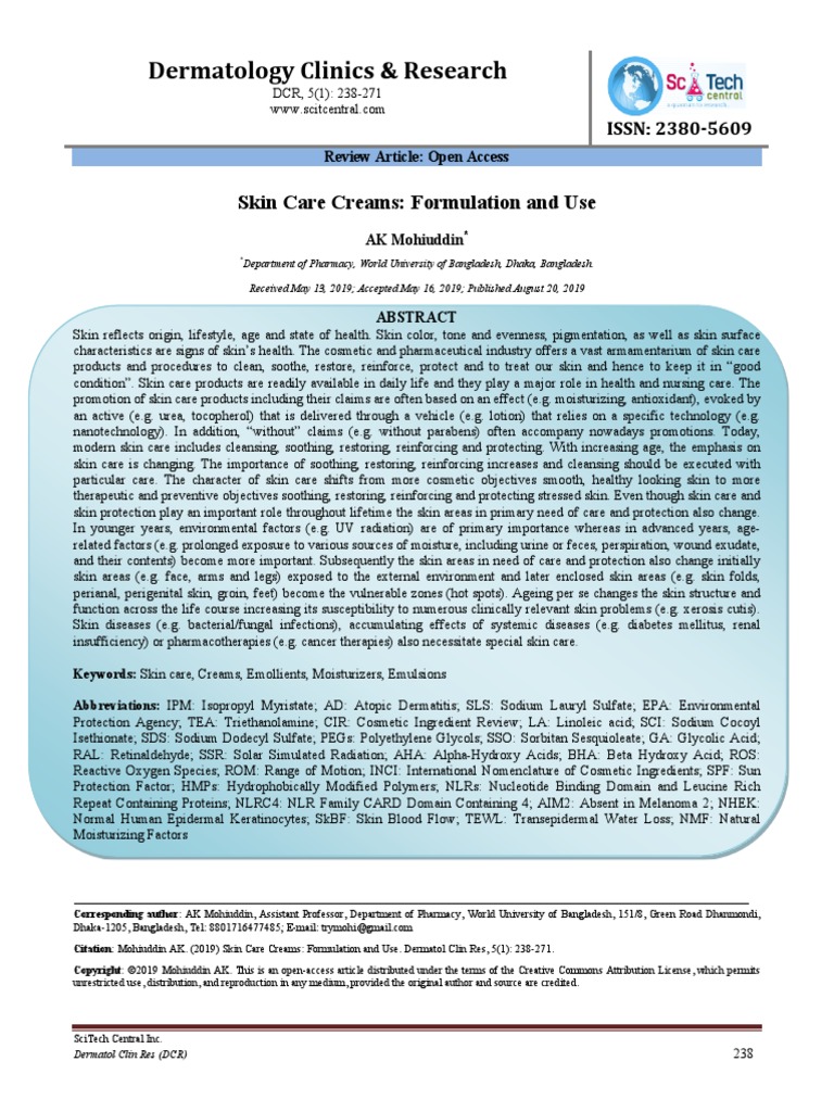 Skin Care Creams Formulation and Use | PDF | Emulsion | Surfactant