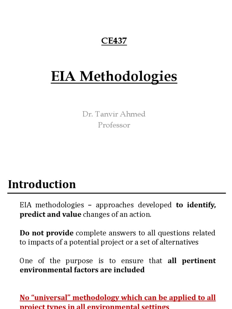 CE437 - EIA Methodologies | PDF | Environmental Impact Assessment ...