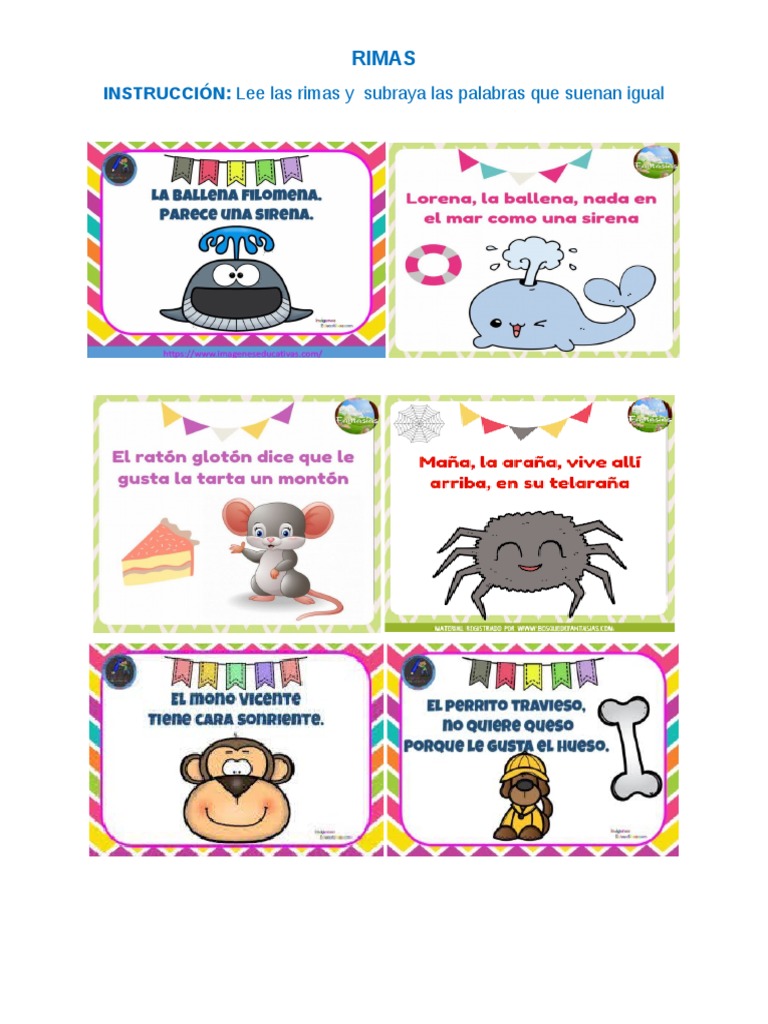Rimas y Actividades de Subrayado | PDF