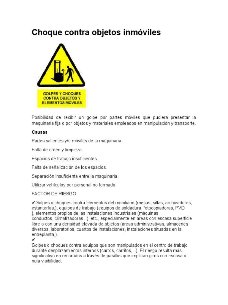Prevención de Golpes y Choques Laborales | PDF | Máquina elevadora ...