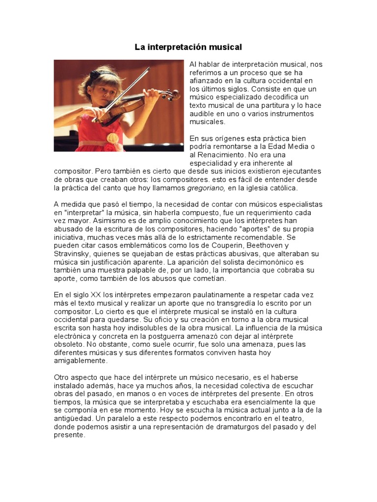 La Interpretación Musical | PDF | Pintada | Las artes escénicas