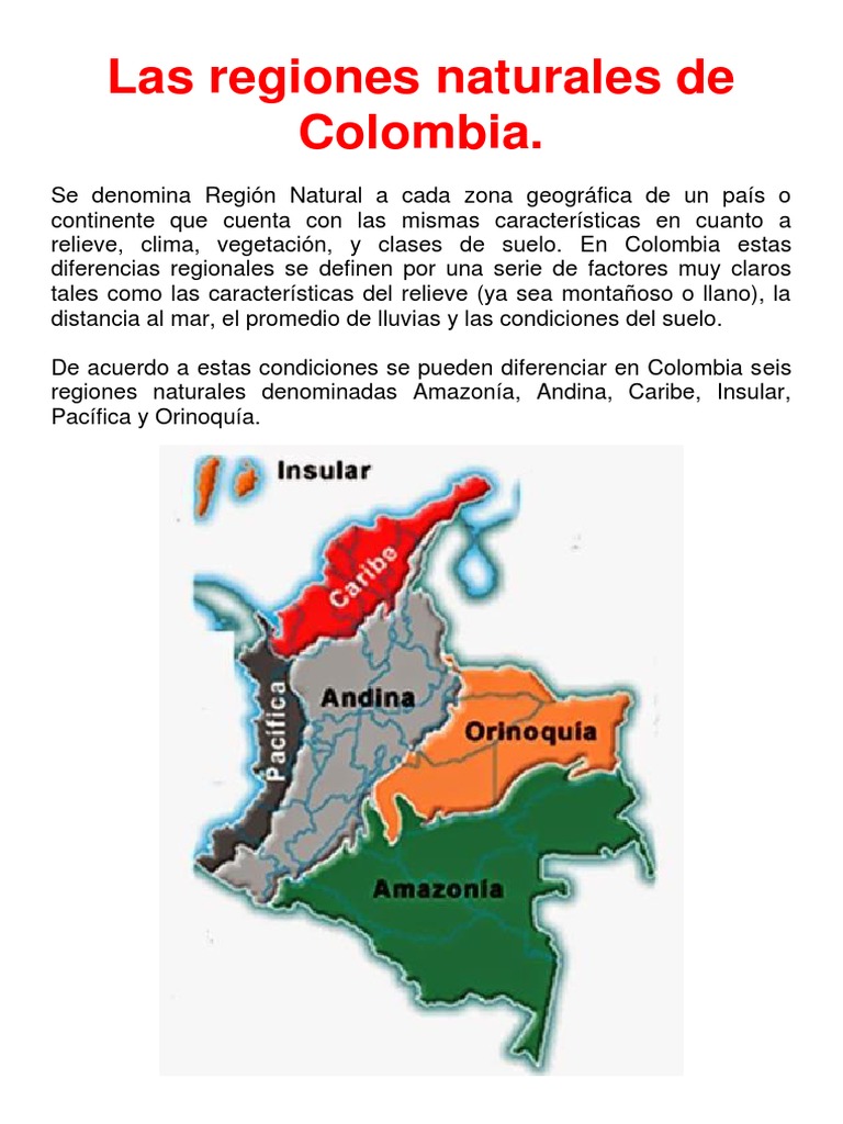 Ficha Informativa-Regiones Naturales de Colombia | PDF | Colombia ...