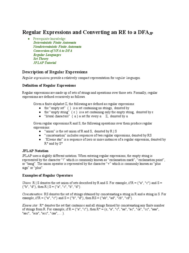 Regular Expression To Dfa Conversion Module Pdf Regular Expression Theoretical Computer