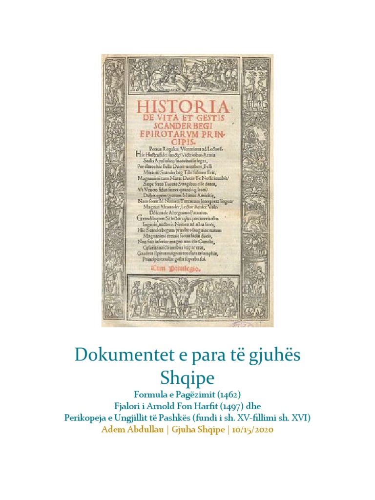 Dokumentet e para Të Gjuhës Shqipe | PDF