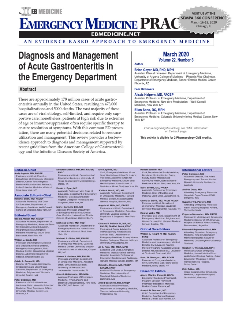 Diagnosis and Management of Acute Gastroenteritis in The Emergency ...