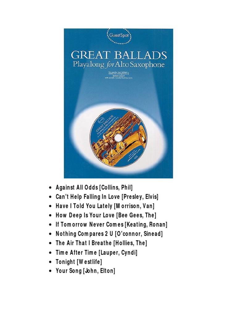 Simon Lesley - Great Ballads - Playalong For Alto Saxophone PDF | PDF ...
