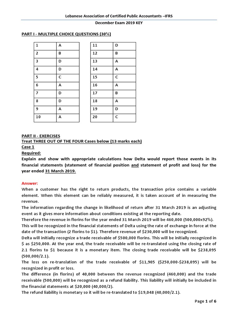Ifrs Exam December 2019 English Key | PDF | Balance Sheet | Income ...