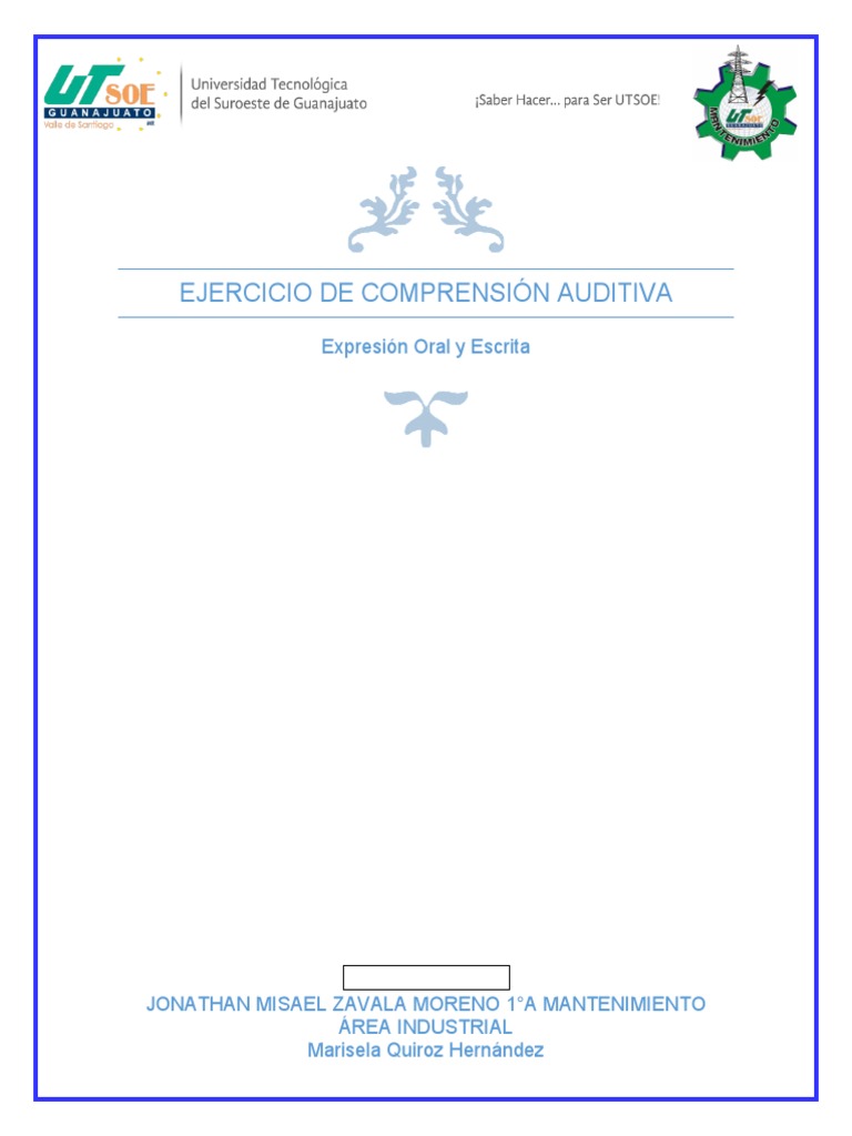 Actividad # 6. Ejercicio de Comprensión Auditiva | PDF